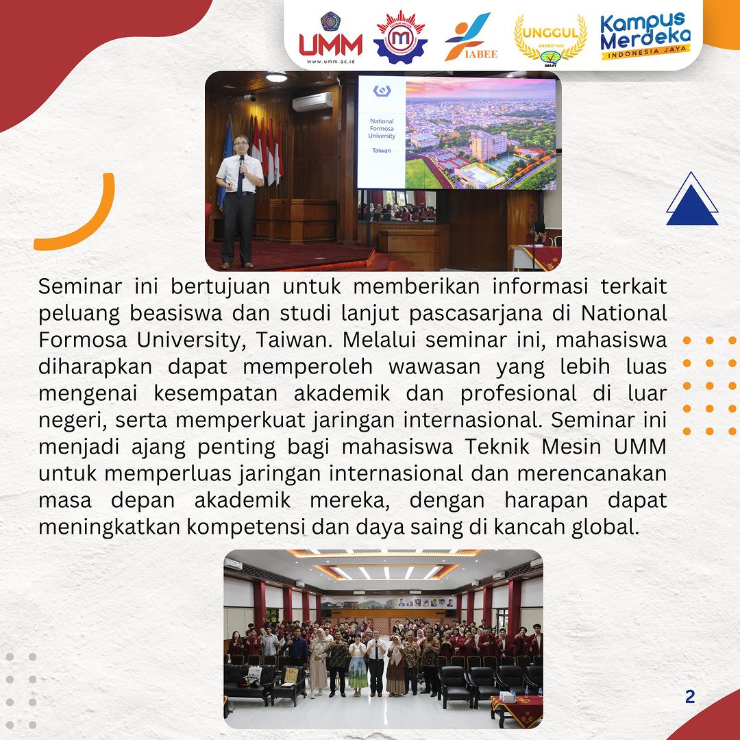 Program Studi Teknik Mesin UMM Gelar Seminar Beasiswa: "Opening ...